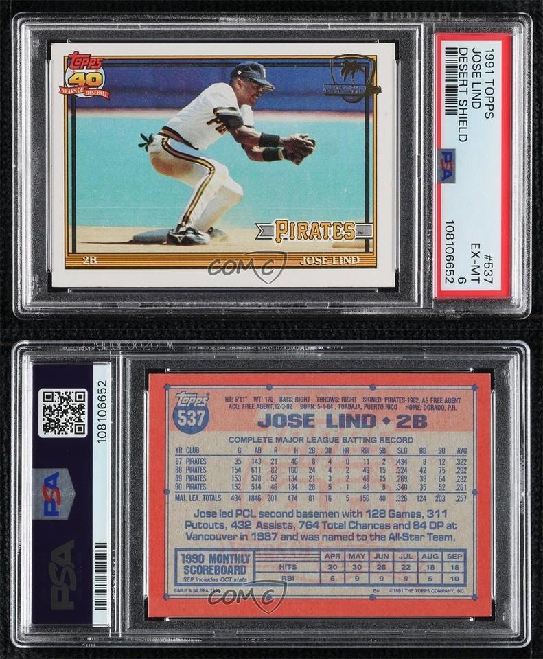 1991 Topps Operation Desert Shield Jose Lind #537 PSA 6 Shield fi8 | eBay