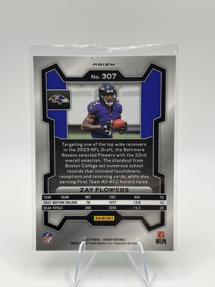 2023 Panini Prizm Zay Flowers True Green Prizm Rookie RC #307 Ravens | eBay