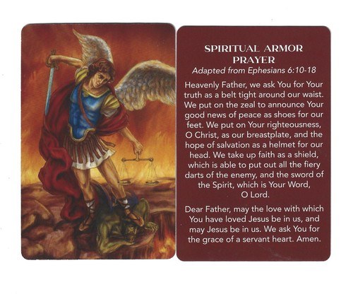 (3 copies) Spiritual Armor Prayer Holy Card Pocket Wallet Size Image St ...