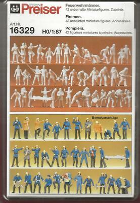 Preiser Fireman, Figures, Action Poses HO 1/87, 42 Unpainted 16329 ST ...