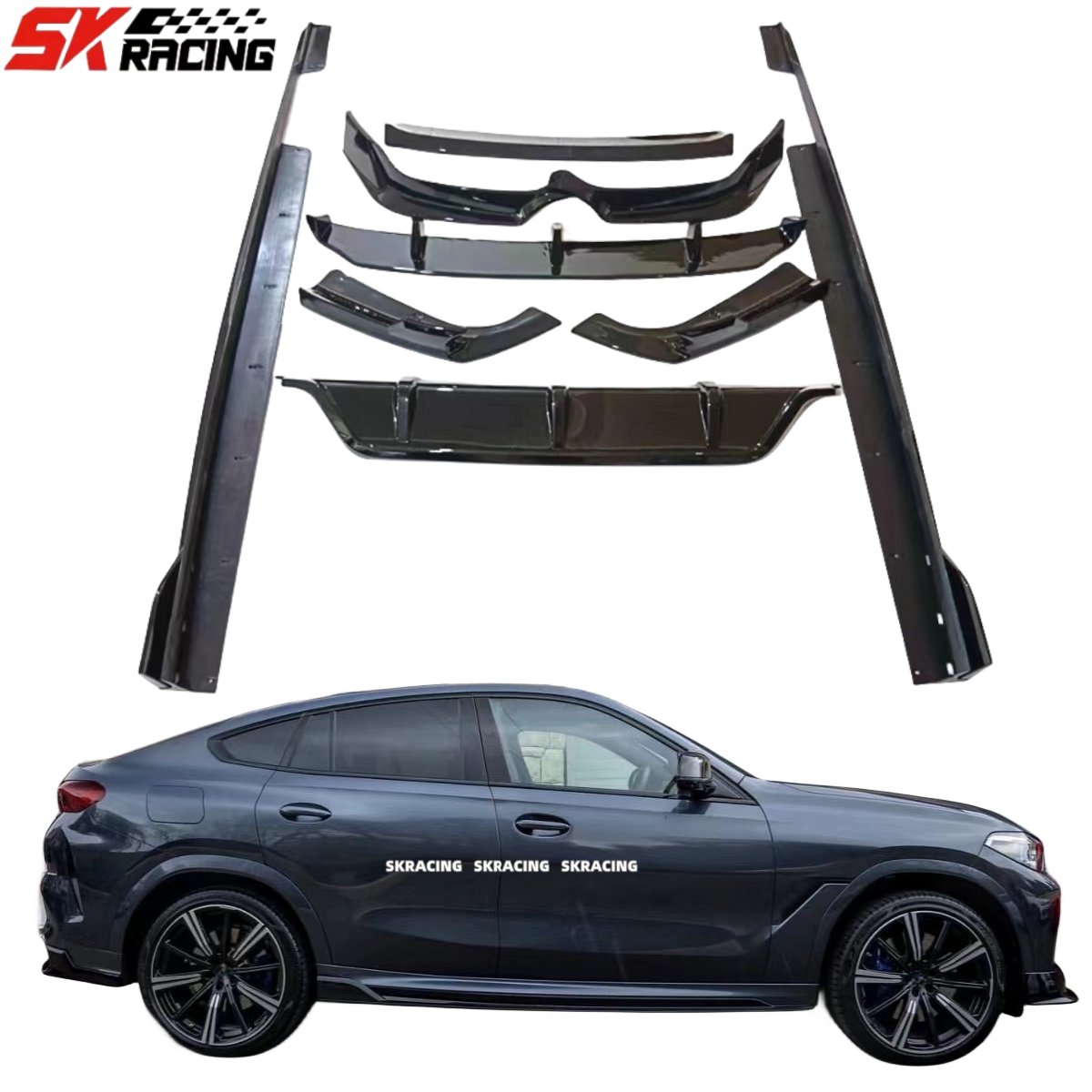 For BMW X6 G06 M-Sport 2020-2023 ABS Glossy Black Front Lip Rear Lip ...