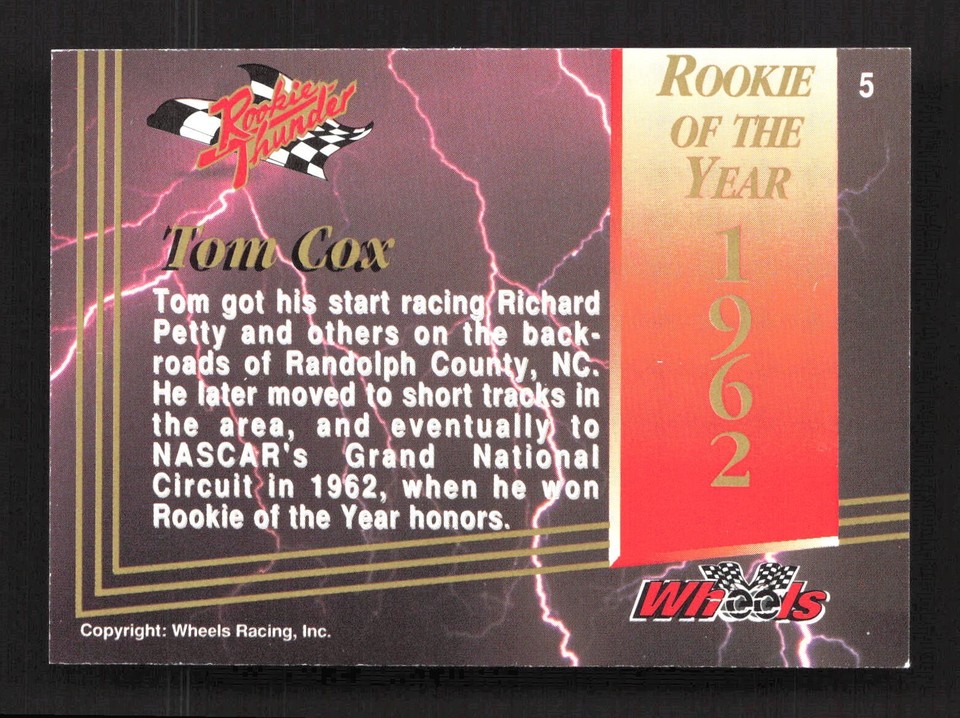 1993 Wheels Rookie Thunder Platinum #5 Tom Cox NMMT 2437 | eBay