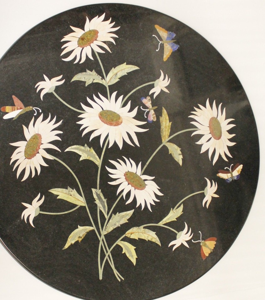 24" Marble Table Top Semi Precious Stone Inlay Marquetry Handmade | eBay