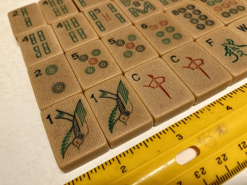 French-Ivory Tiles With Strips MahJong Jongg 1920s 1-1/8 x 13/16 x 5/16 ...