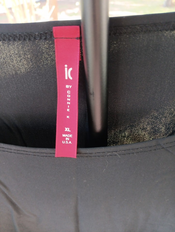 IC Collection by Connie K Tunic Top XL Black 3/4 Sleeve Polka Dot ...