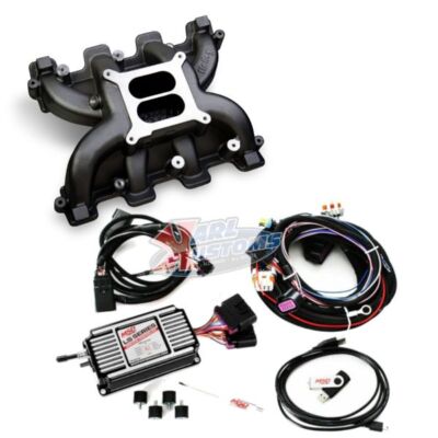 Holley 300-129BK LS3 Dual Plane Black Carb Intake & MSD 60143 Black ...