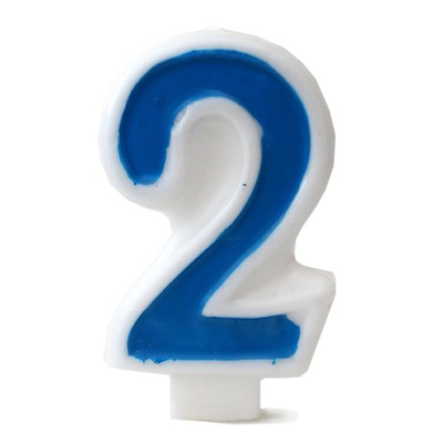 Blue Numeral 2 Number Candle White Premium Birthday Candle Anniversary ...