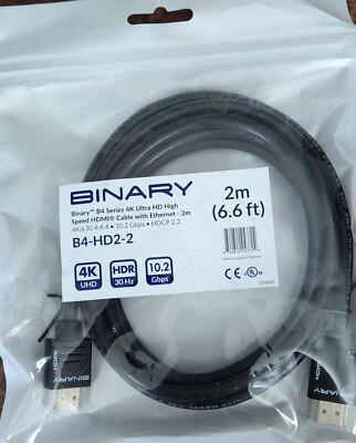 NEW Binary B4 Series 4K Ultra HD High Speed HDMI Cable with Ethernet 2m (6.6 ft) | eBay