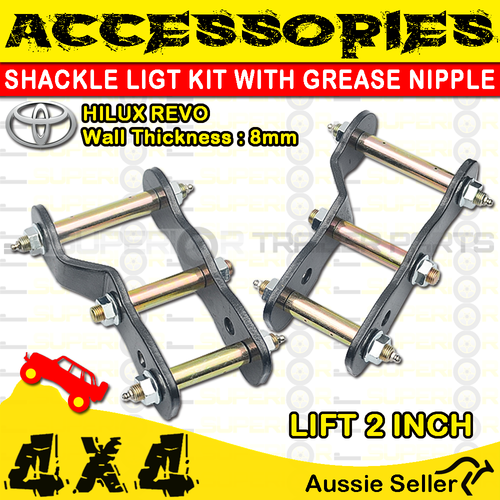 2" inch Rear Extended Lift Up Greasable Shackles Fits HILUX 2015+ 4X4 ...