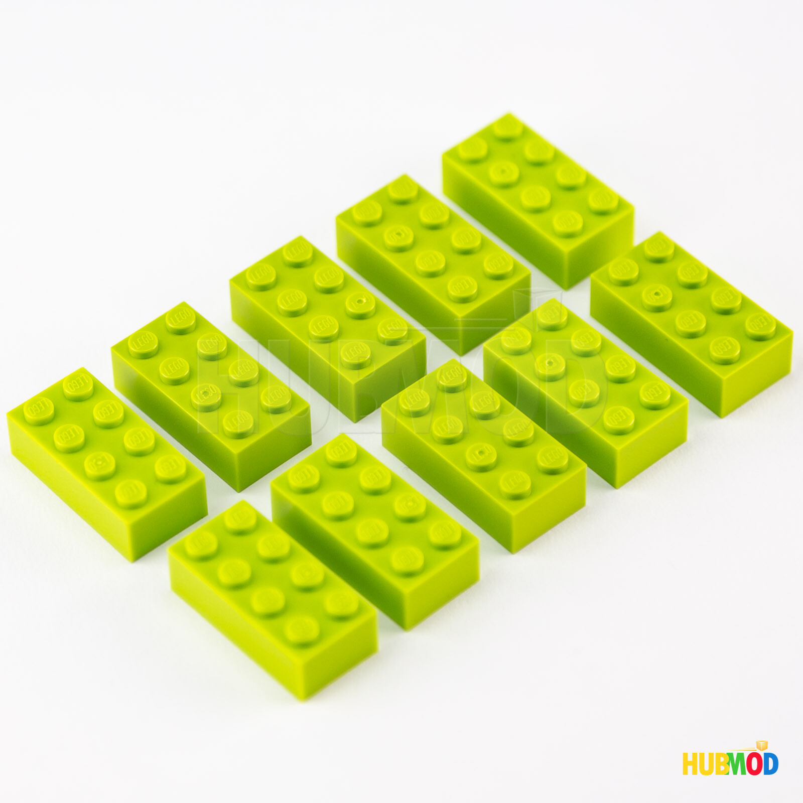 Lot of 10 Genuine LEGO Lime Green 2x4 3001 Building Bricks Blocks Parts ...