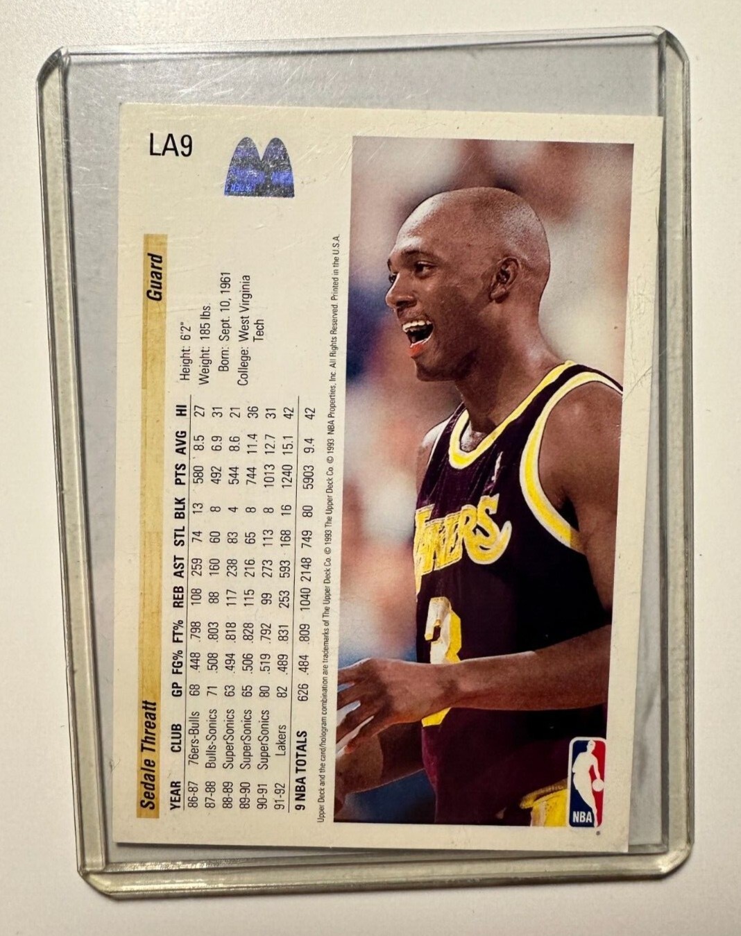 1992-93 Upper Deck Paris Open #LA9 Sedale Threatt LAKERS R25266 | eBay