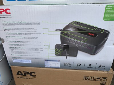 APC UPS BE650 G1 Battery Backup Surge Protector for Electronics and ...