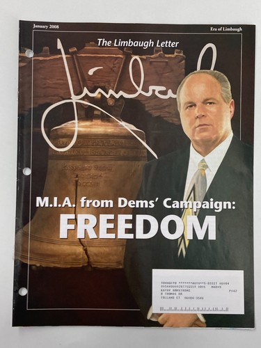Rush Limbaugh Letter Newsletter Magazine January 2008 M.I.A. From Dems ...