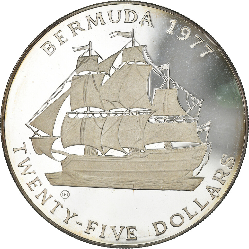 [#940054] Coin, Bermuda, Elizabeth II, 25 Dollars, 1977, British Royal ...