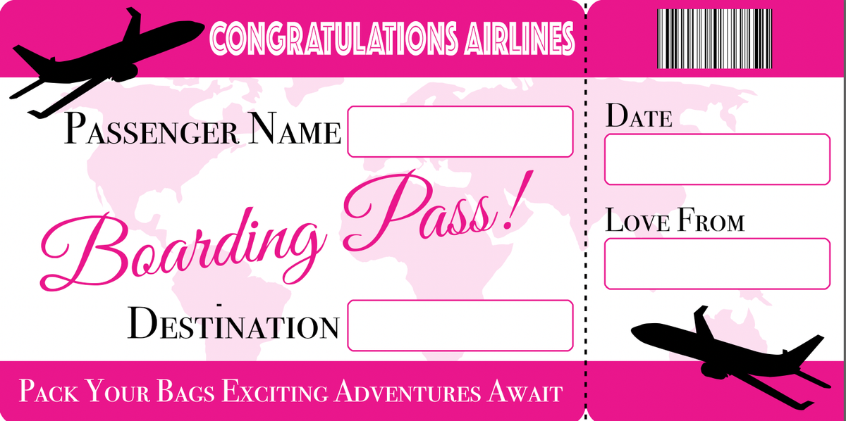 Pink Boarding Pass And Passport Invitation