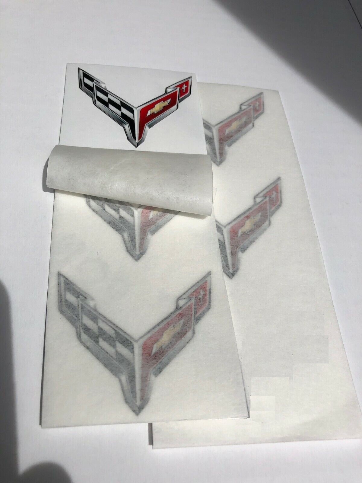 C8 Corvette Flag Logo Sticker Decals (5) 2020-2025 Wheel Rim Center Cap ...
