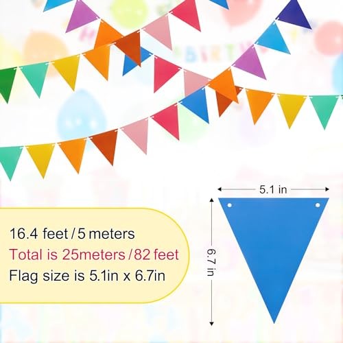 Colorful Pennant Flags - 60pcs Multicolor Pennant Banner 82ft CardStock ...