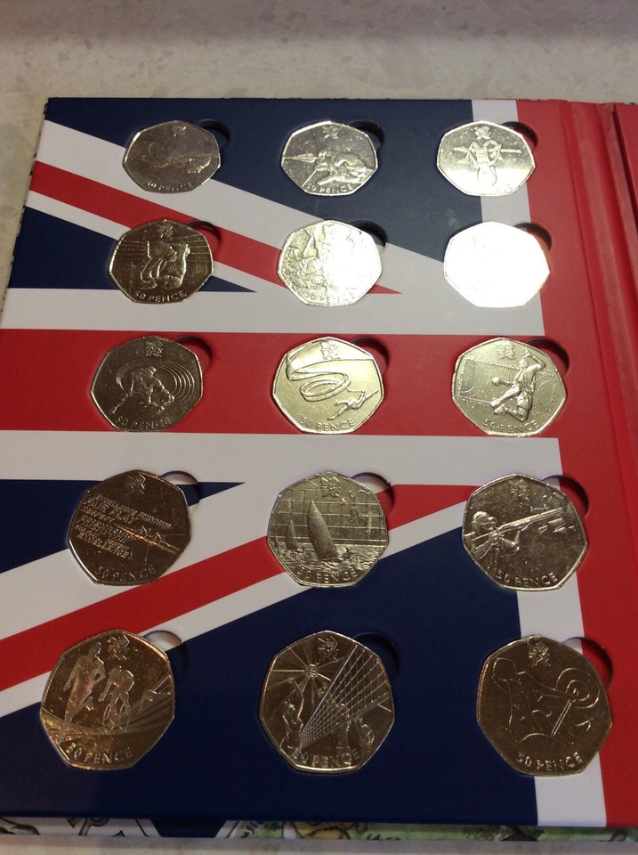 50p Coin Album & Full Set of 30 Olympic 50p Coins/Small Magnetic Sealed ...