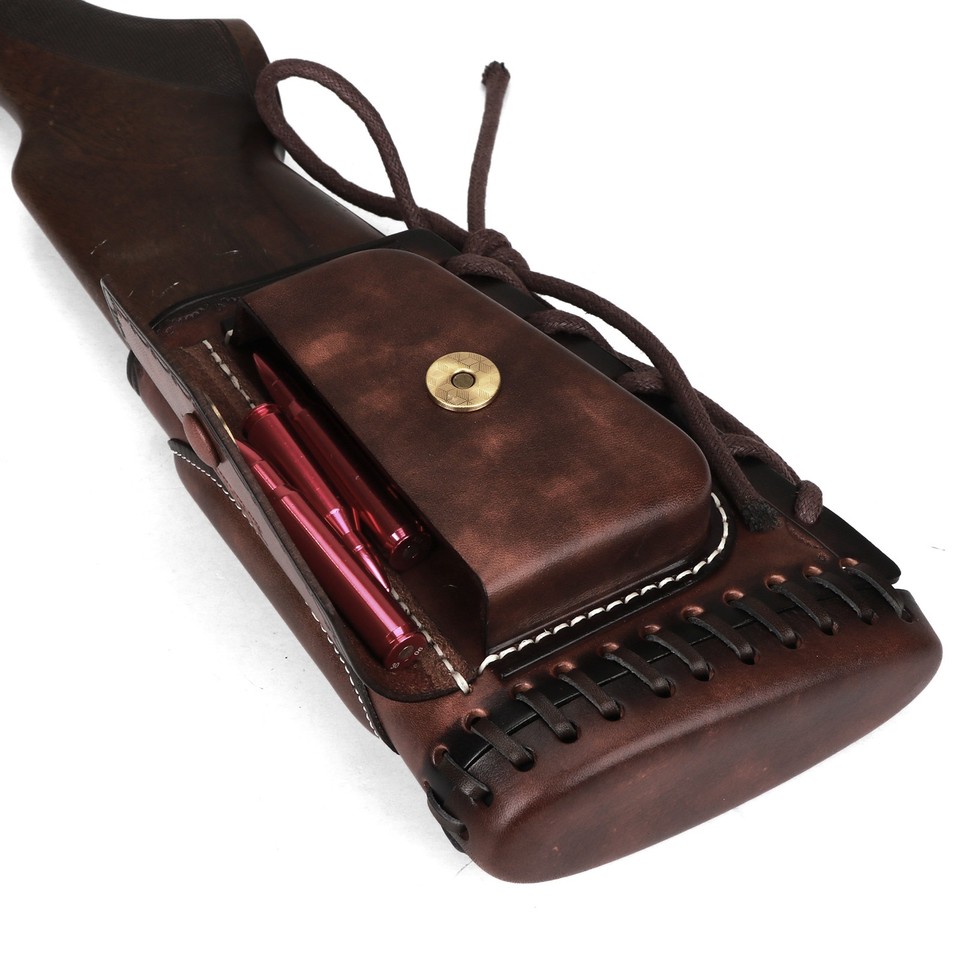 TOURBON Leather Rifle Cheek Rest w/Side Pouch Shotgun Recoil Pad ...