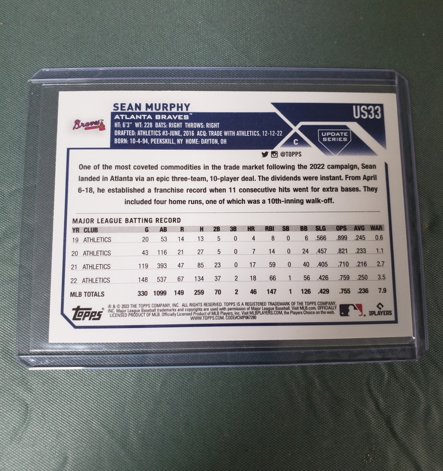 2023 Topps Baseball Update Sean Murphy US33 Silver Patterned Foil ...