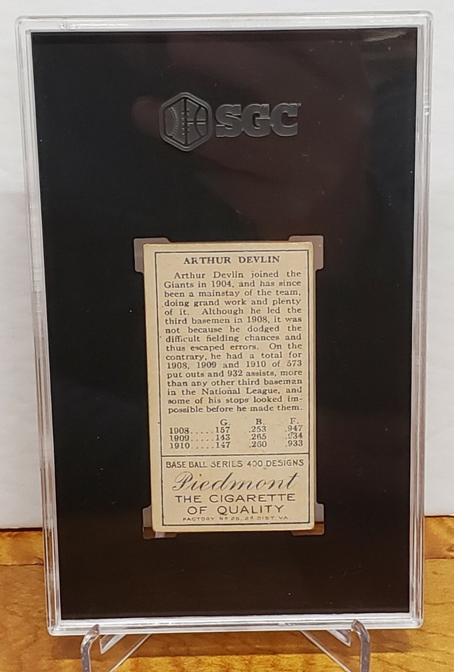 1911 T205 Arthur Devlin Piedmont New York Giants SGC 2.5 | eBay