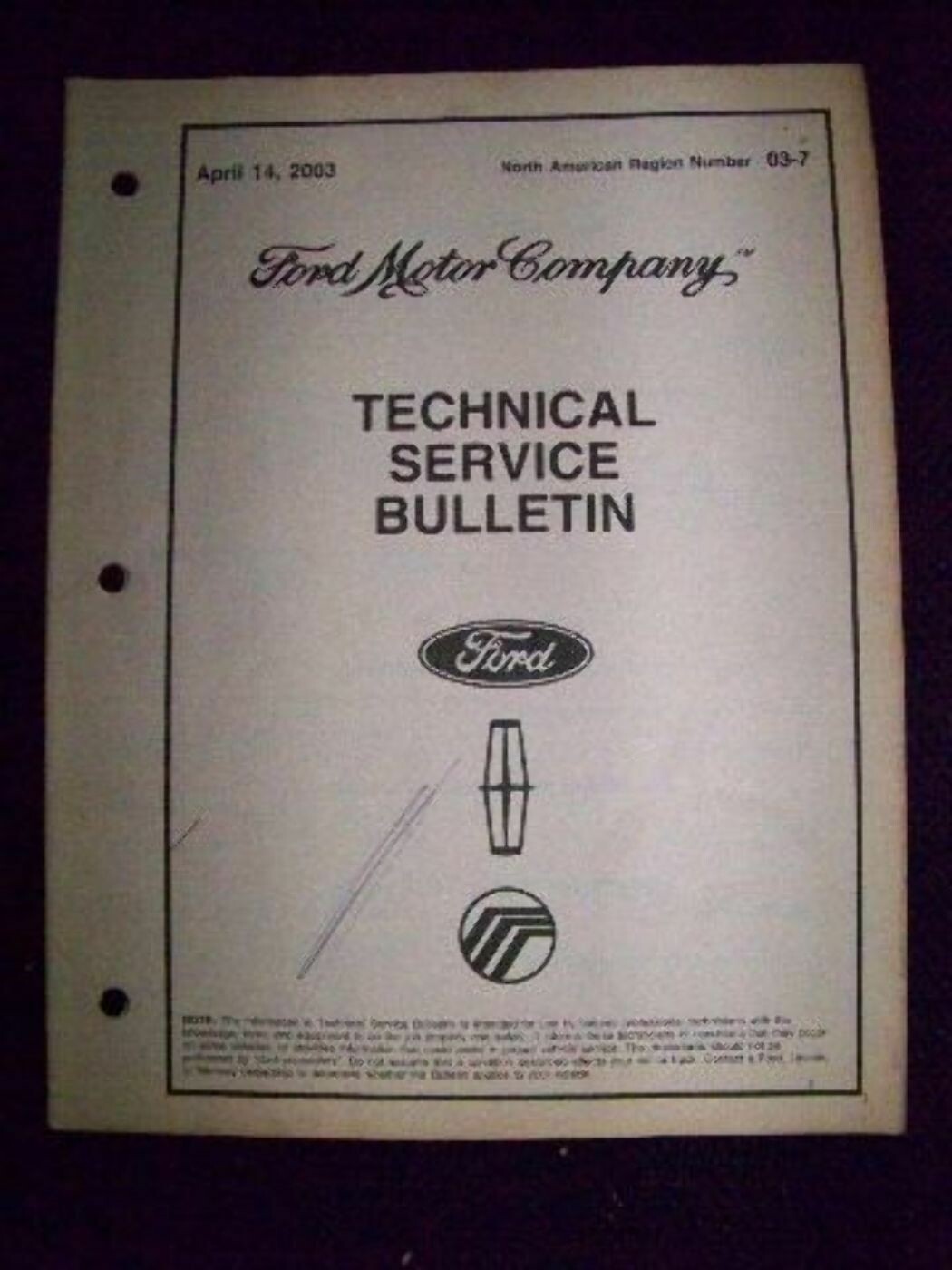 April 14, 2003 Ford Technical Service Bulletin North American Region ...