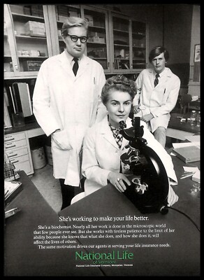 1970 National Life of Vermont Insurance Vintage PRINT AD Scientists ...
