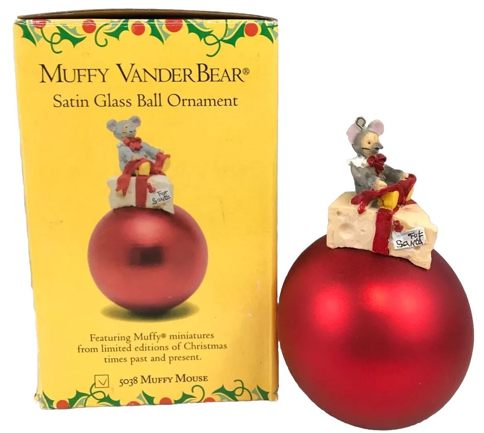 Muffy Vander Bear MUFFY MOUSE Red Satin Glass Ball Ornament Collectible ...