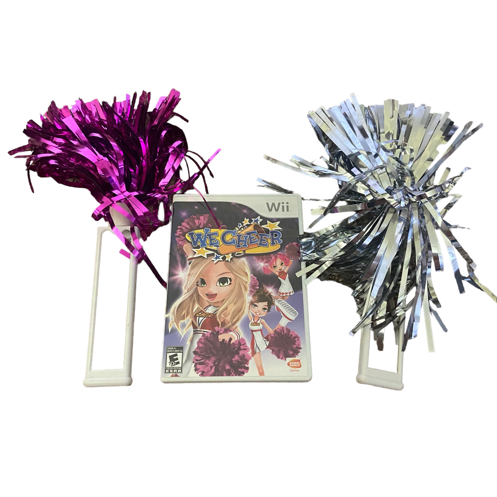 We Cheer Nintendo Wii 2008 W/ 2 Pom Poms Remote Holders Video Game ...