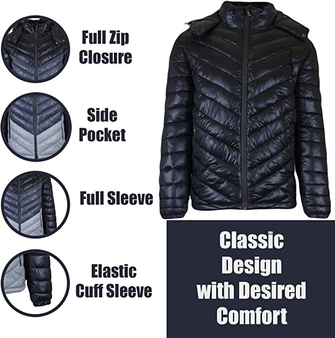 Men's Bubble Weatherproof Heavyweight Hooded Puffer Jacket ( Size S-2XL ...