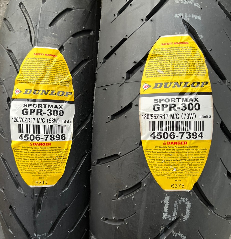 DUNLOP SPORTMAX 120/70ZR17 180/55ZR17 GPR 300 FRONT REAR MOTORCYCLE ...