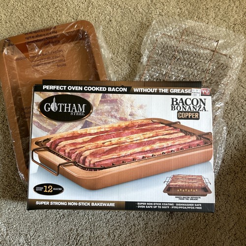 Gotham Steel Bacon Bonanza, 12 Slice Nonstick Copper 2-Piece Set Rack ...