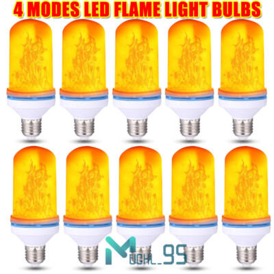 4 Modes LED Flame Effect Fire Light Bulbs Simulated Nature Flicker Lamp ...