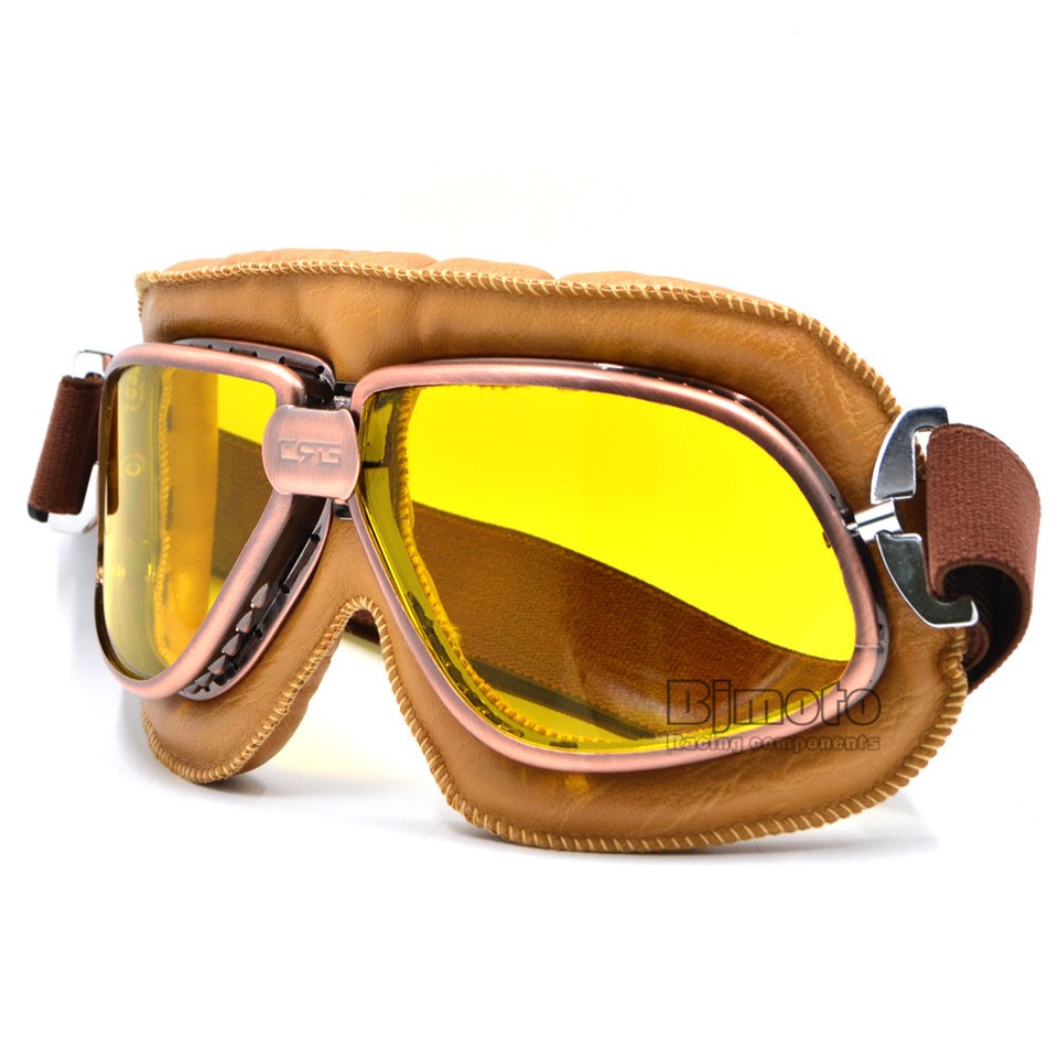 Aviator Pilot Cruiser Motorcycle Goggles Eyewear Retro Off Road Helmet ...