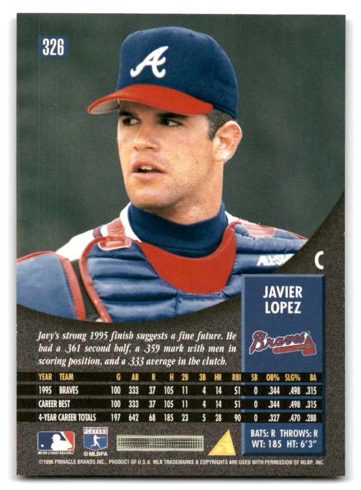 Javier Lopez 1996 Pinnacle Baseball #326 Atlanta Braves | eBay