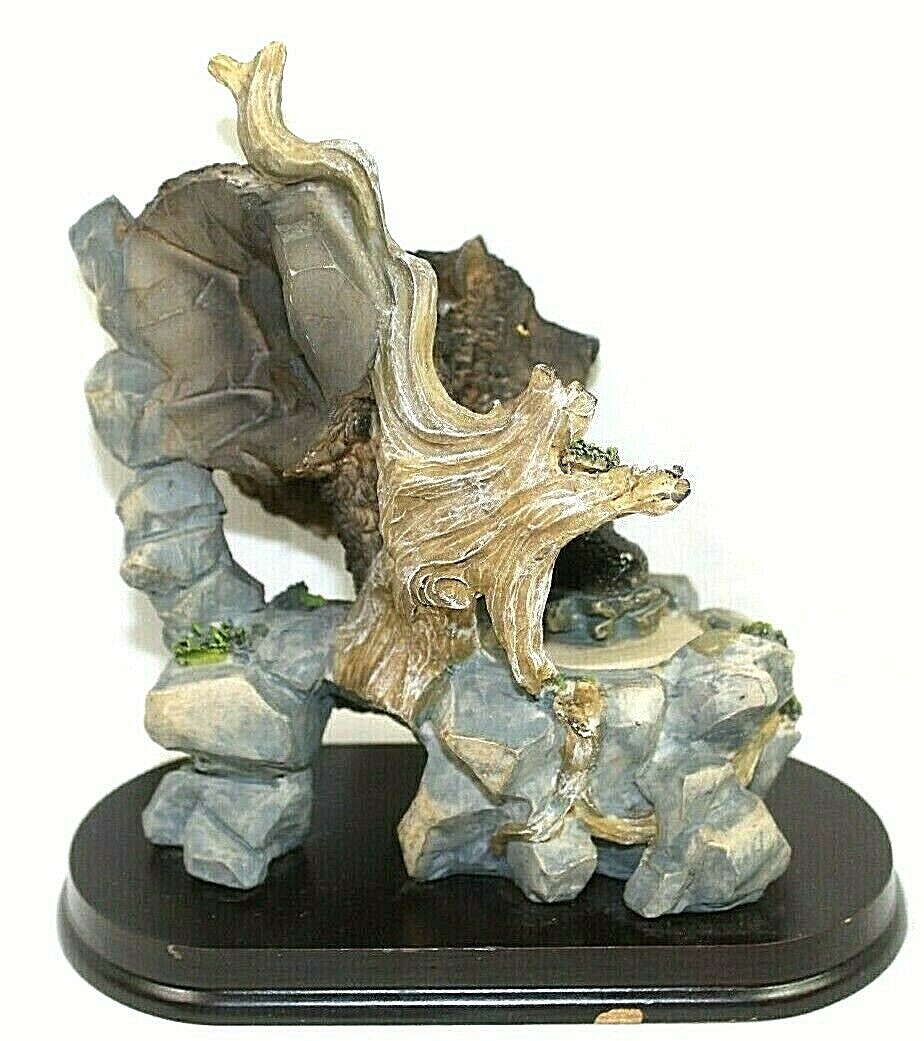 Hand Crafted & Hand Painted Polystone Momma Bear With Cub Nature Scene ...