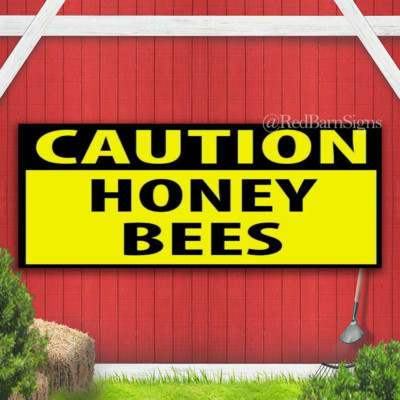 CAUTION HONEY BEES YELLOW Banner Sign ROAD SIGN with Grommets | eBay