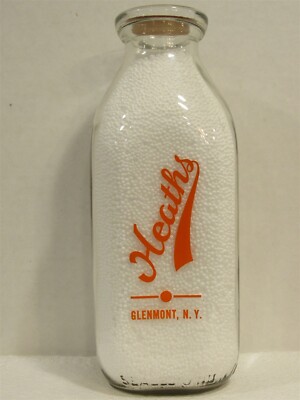 SSPQ Milk Bottle Heath Heaths Dairy Glenmont NY ALBANY CO orange ...