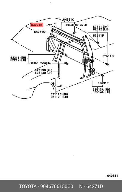 Original clip for back door trim 9046706150C0 for TOYOTA 90467-06150-C0 ...