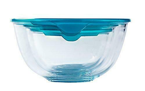 Pyrex Mixing Bowl Set with Lids 0.7L / 1.1L / 2.3L Glass Set of 3 Cook ...