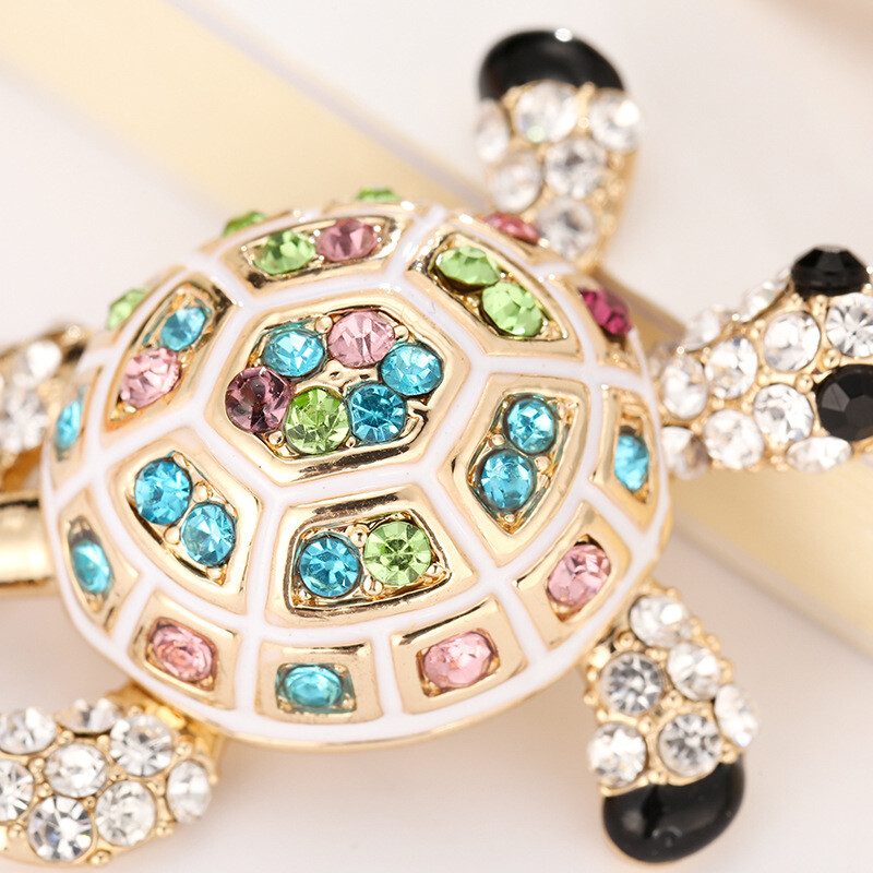 Cute Turtle Color Crystal CZ Pendant Keychain Women's Handbag Key Ring ...