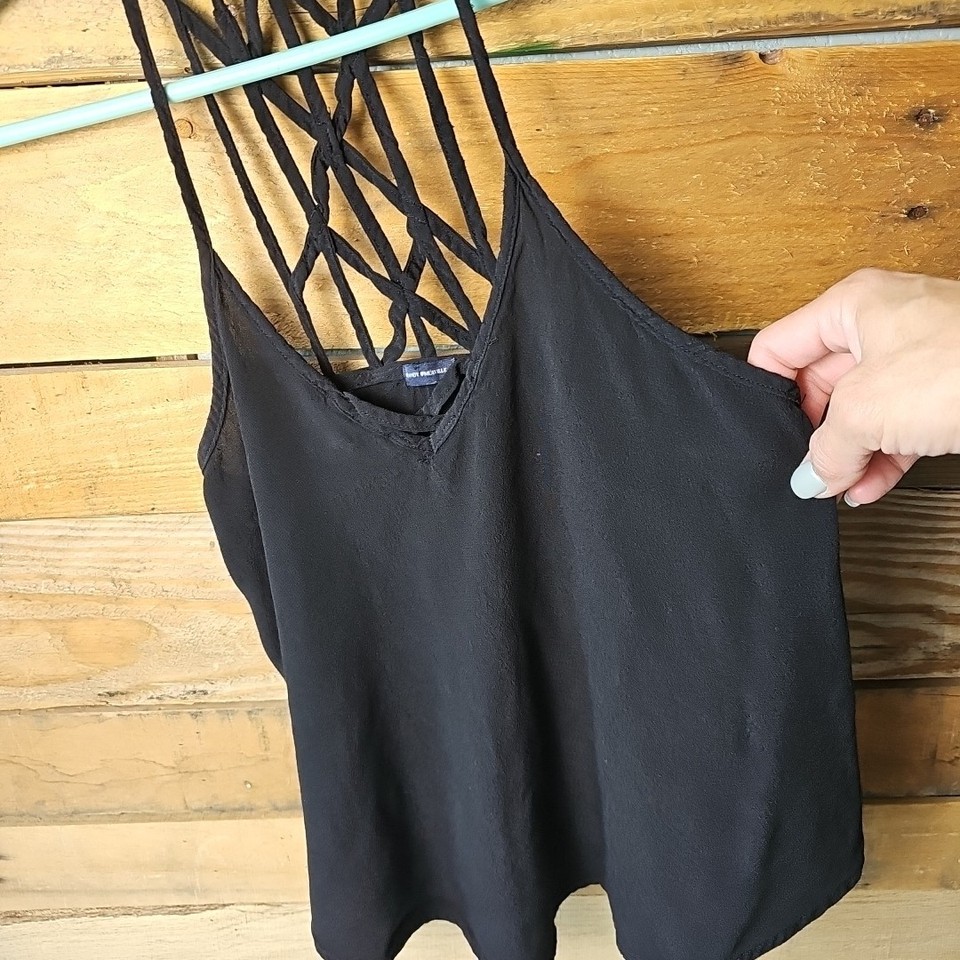 Brandy Melville Black Spaghetti Strap Tank Top Design Strap Back Small ...