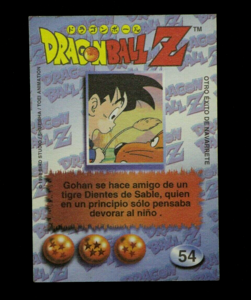 1999 DRAGON BALL Z Card #054 GOHAN SABERTOOTH Navarrete PERU TCG Toei ...