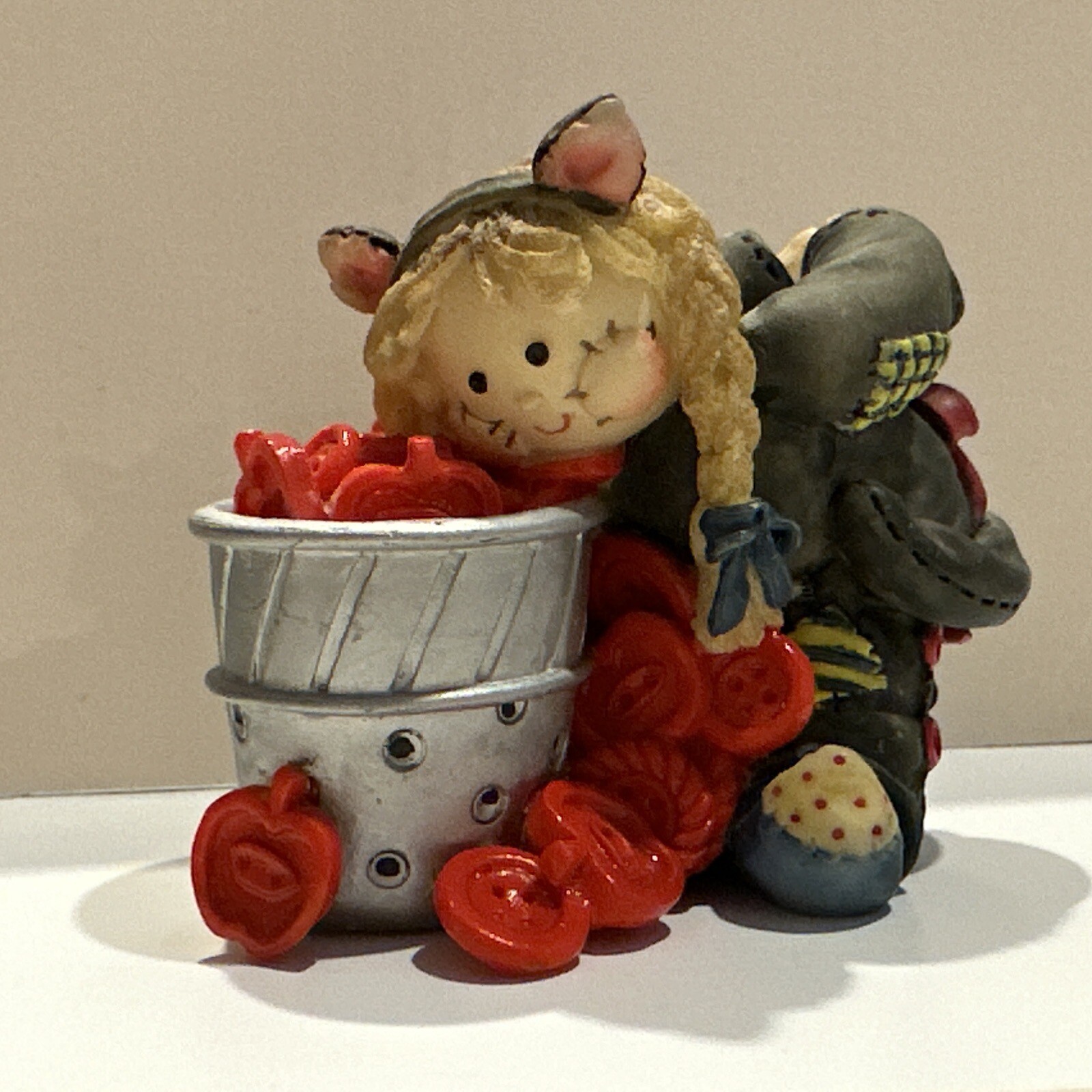 Enesco Cute As A Button Bobbin For Buttons Figurine 1996 Vintage | eBay