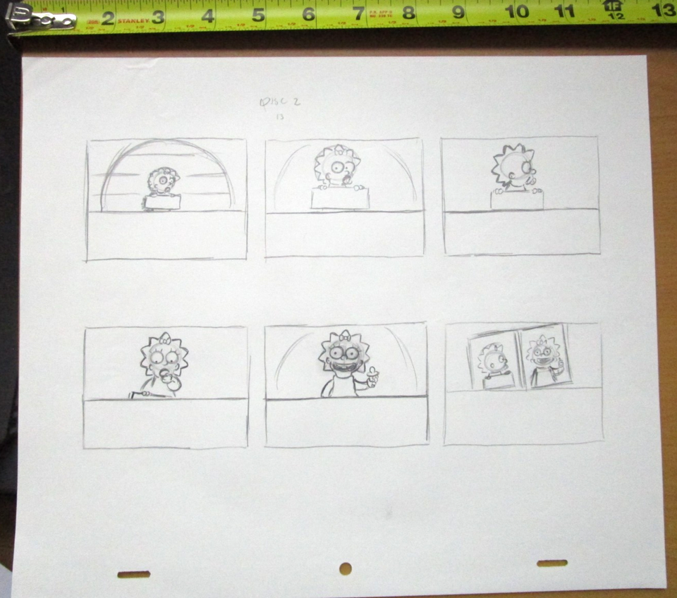 1990 SIMPSONS MAGGIE FOX Walt Disney ORIGINAL PRODUCTION cel STORYBOARD ...
