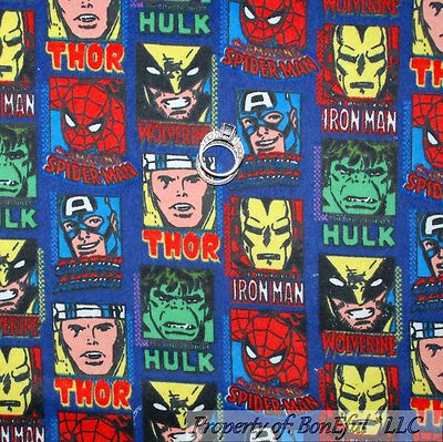BonEful Fabric FQ Cotton Flannel Quilt BOY Super Hero Spiderman HULK ...