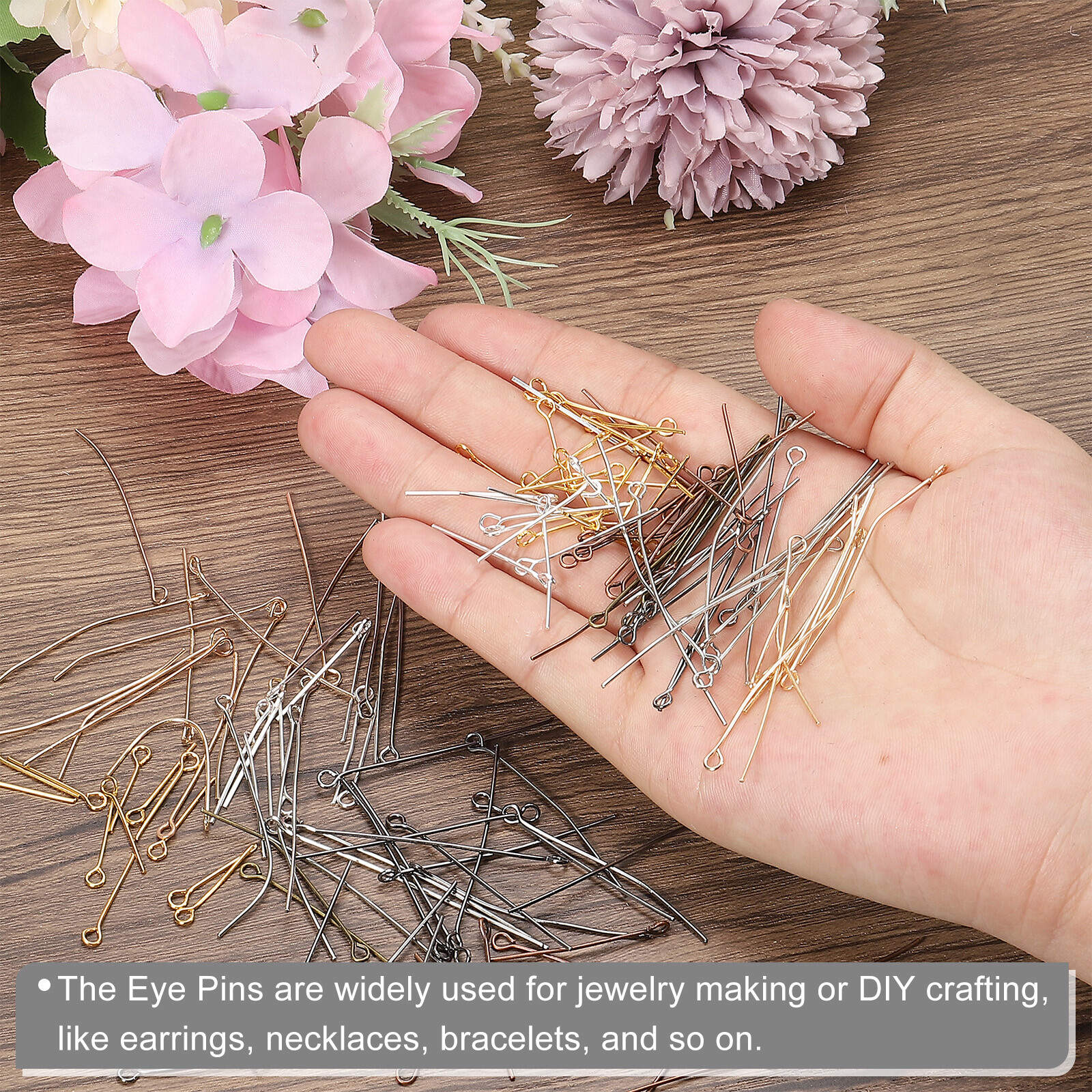 500Pcs Eye Pins Jewelry Findings Eye Pins 50mm Iron Eye Pins Silver | eBay