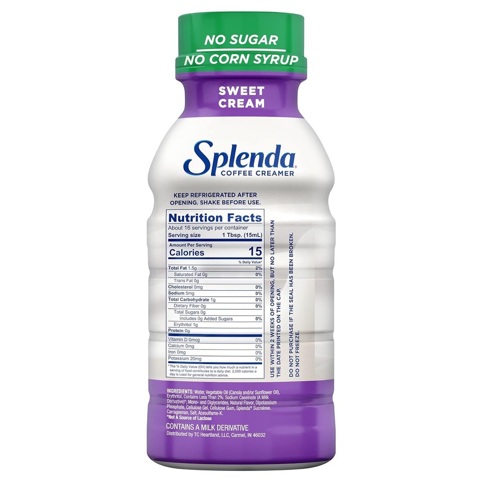 Splenda Sugar Free, Low Calorie Sweet Cream Coffee Creamer, 8 Fl Ounces ...