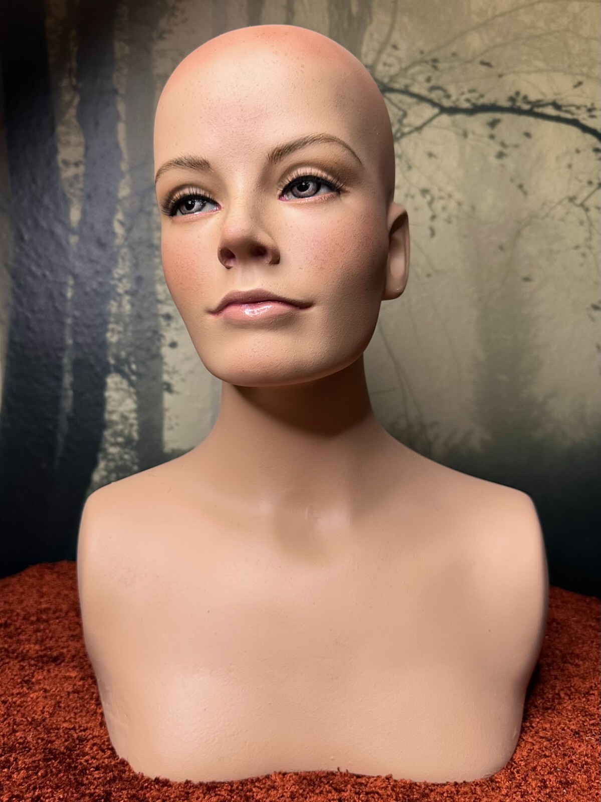 Smiling Female Mannequin Wig Bust w Freckles Natural Vintage 60s Head ...