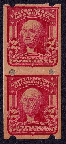 US Scott 320A (Pair), 1908 Washington, 2c lake, H MINT *Brinkerhoff ...